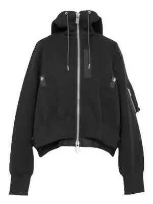 Sacai Zip-up Hooded Jacket - Black