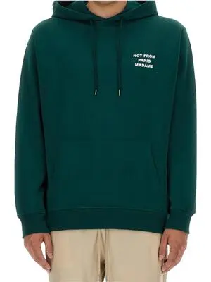 Drole De Monsieur Long Sleeve Drawstring Hood Sweater - Green