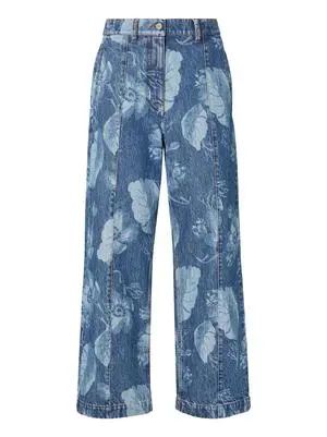 Fendi Floral Print Straight-leg Jeans - Blue