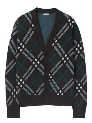 Burberry Checked V-neck Buttoned Cardigan - Comfortable Brown