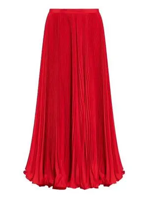 Balmain Pleated Maxi Skirt - Red