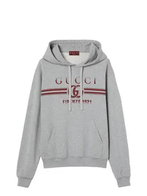 Gucci Jersey Hooded Sweatshirt With Logo - Grey
