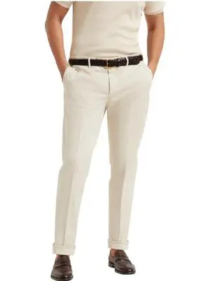 Brunello Cucinelli Italian Fit Gabardine Trousers - Beige