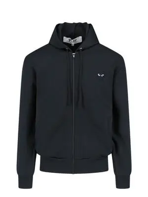 Play Comme Des Garcon Heart-patch Zipped Hoodie - Black