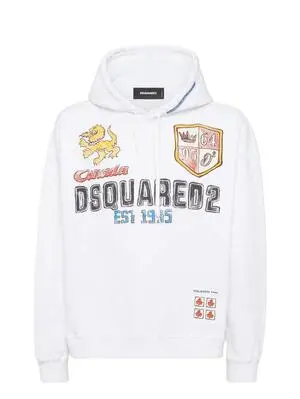 Dsquared2 Cotton Hoodie With Graphic Print - White