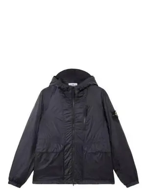 Stone Island Logo Patch Zip-up Jacket - Navy Blue