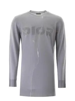 Dior Grey Knitted Round Neck Pullover - Gray