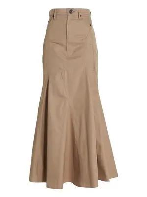 BURBERRY Burberry High-Waist Flared Gabardine Maxi Skirt
