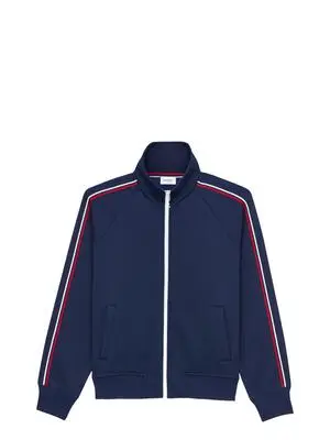 Saint Laurent Zip-up High Neck Track Jacket With Ribbed Details - Navy