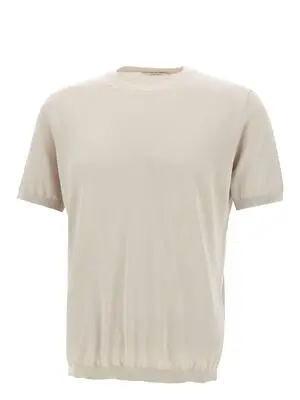 KANGRA Ribbed Short-sleeve Knitwear - Beige