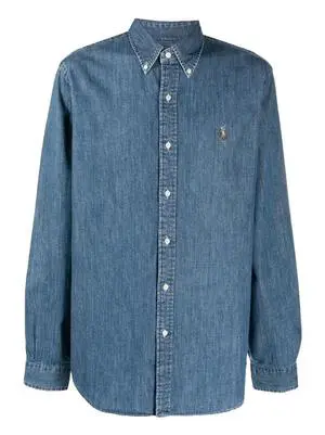 Polo Ralph Lauren Logo Embroidered Denim Shirt - Blue