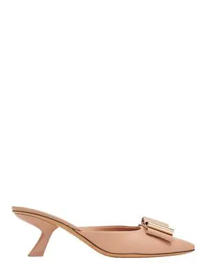 FERRAGAMO Bow Detail Mules - Nude