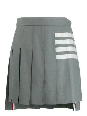 Thom Browne Pleated Mini Skirt With Four-bar Stripes - Medium Gray