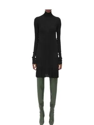 Bottega Veneta Long-sleeved Pleated Dress - Black