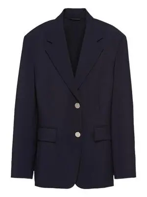 Prada Prada Single-Breasted Notched Lapel Blazer Navy Blue