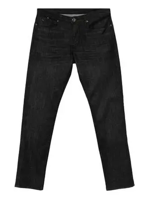 Emporio Armani Logo Plaque Slim-cut Jeans - Black