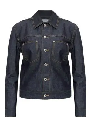 Bottega Veneta Denim Jacket With Contrast Stitching - Navy Blue