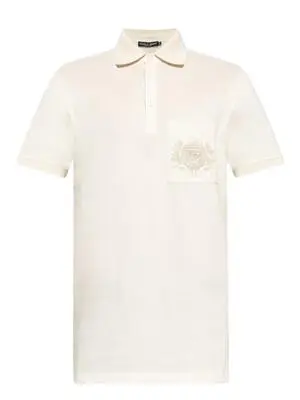 Dolce & Gabbana Dolce Gabbana Dg Logo Embroidered Short-sleeved Polo Shirt - Cream