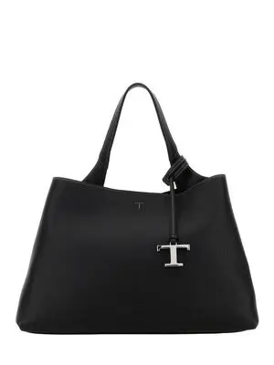 TOD'S Logo Embossed Top Handle Bag - Black