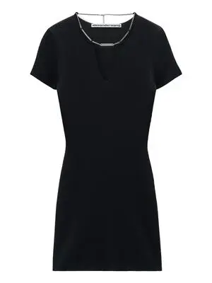 ALEXANDER WANG Alexander Wang Ribbed Logo Nameplate Bodycon Minidress