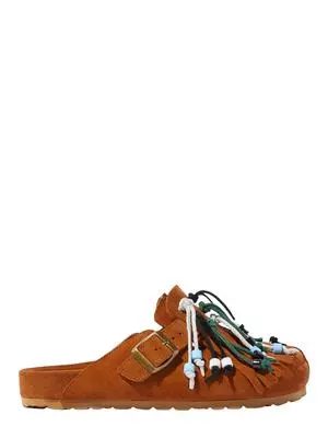 SCAROSSO Muller Clogs With Tassel And Bead Embellishments - Brown