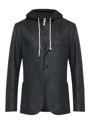 Eleventy Single-breasted Blazer With Detachable Hood - Black