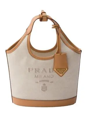 Prada Prada Logo Print Mini Bucket Bag Neutral Color