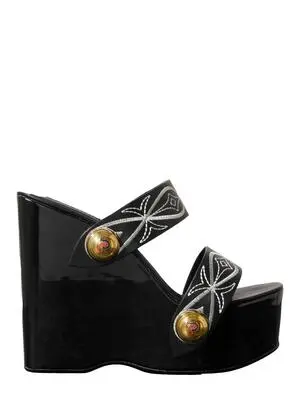 Emilio Pucci Goccia-embroidered Wedge Sandals - Black