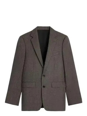 Celine Classic Jacket In Micro Houndstooth Wool - Black