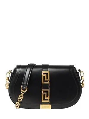 Versace Greca Fold-over Crossbody Bag - Black
