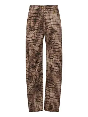 ELISABETTA FRANCHI Elisabetta Franchi Alligator Print Wide-Leg Trousers