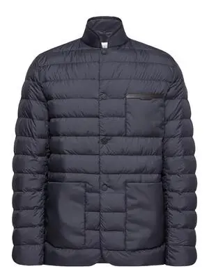 Moncler Kenai Mid-length Down Jacket With Stand Collar - Dark Blue