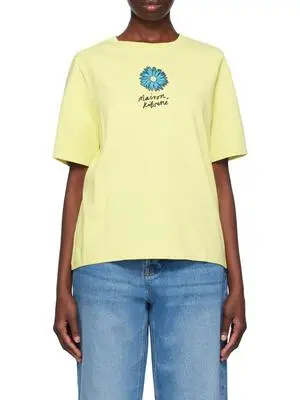 Maison Kitsuné Floating Flower Cotton T-shirt - Yellow
