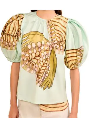 Ulla Johnson Ravena Puff Sleeve Top - Multicolor