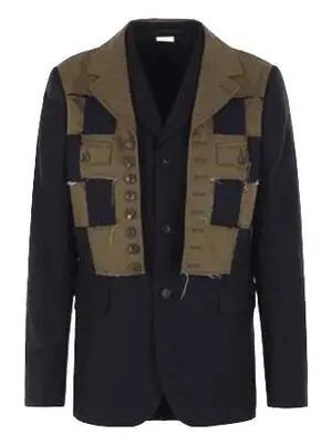 Comme Des Garçons Panelled Buttoned Jacket - Blackxkhaki