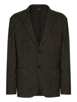 Dolce & Gabbana Dolce  Gabbana Prince Of Wales Single Breasted Blazer Black