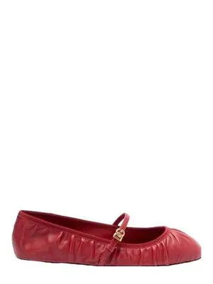 Dolce & Gabbana Dg Logo Plaque Ballet Flats - Red