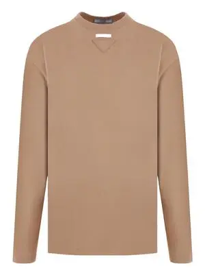Prada Long-sleeved Crewneck T-shirt - Cork Beige