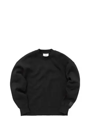 Ami Crewneck Sweatshirt With Logo Patch - Black