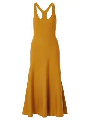 Gabriela Hearst Sleeveless Racer Back Midi Dress With Pleated Hem - Brown