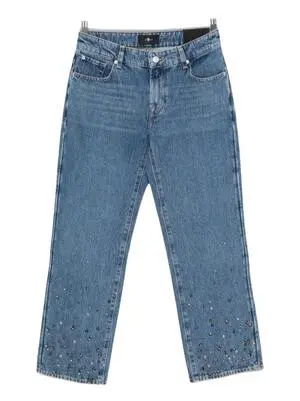 7 For All Mankind Embellished Straight Leg Jeans - Blue