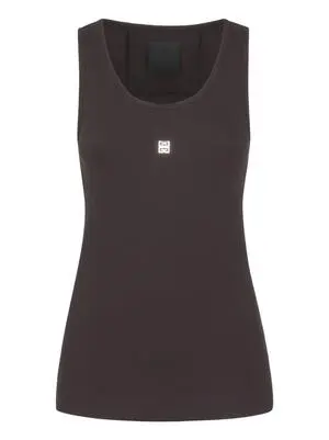 Givenchy Givenchy 4G Plaque Ribbed Tank Top Dark Brown