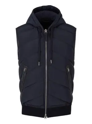 TOM FORD Padded Down Vest With Integrated Hood - Black