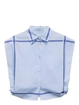 PRADA Prada Cropped Checked Cotton Shirt With Embroidered Logo
