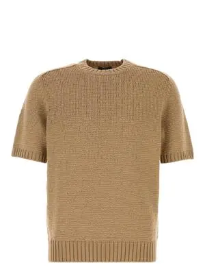 Prada Short-sleeved Crewneck Jumper - Camel Brown