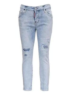 Dsquared2 Cropped Distressed Skinny Jeans - Gray