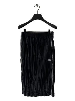 Balenciaga Logo Embroidered Ruched Skirt - Black