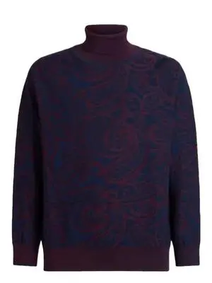 Etro Wool-blend Jacquard Turtleneck Sweater - Black