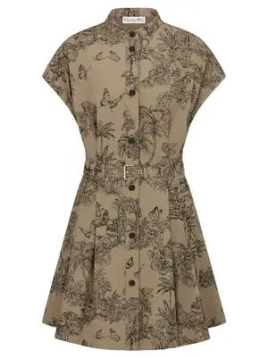 Dior Short Shirt Dress With Flared Silhouette - Beige