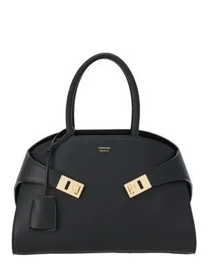 FERRAGAMO Gancini Logo Tote Bag - Black
